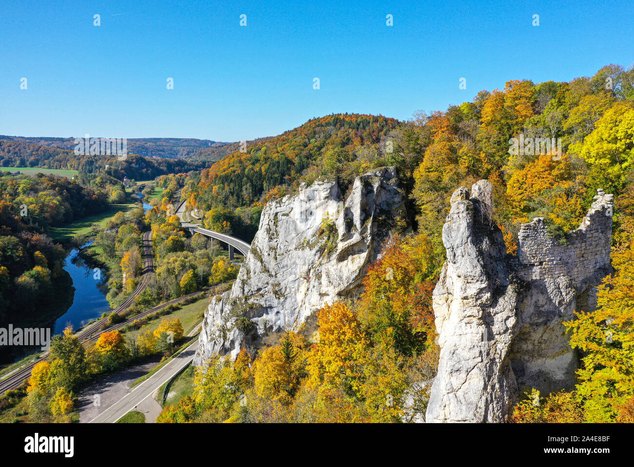 14 October 2019, Germany (German), Gutenstein: The ruin Gutenstein lies ...