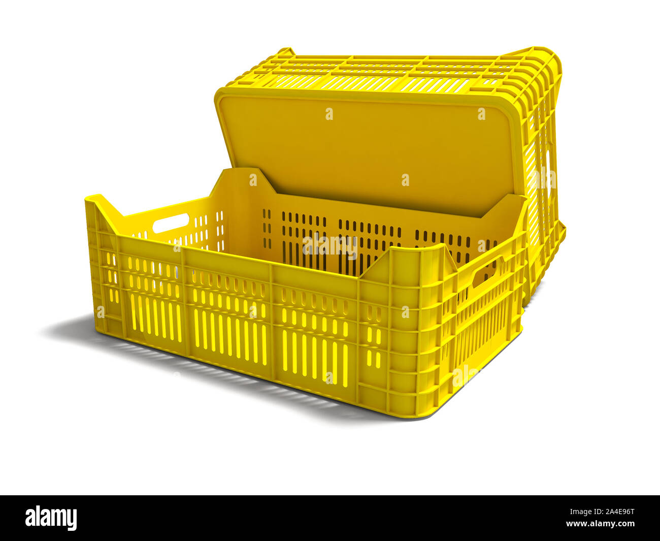 Yellow plastic two boxes blank rear view 3d render on white background ...