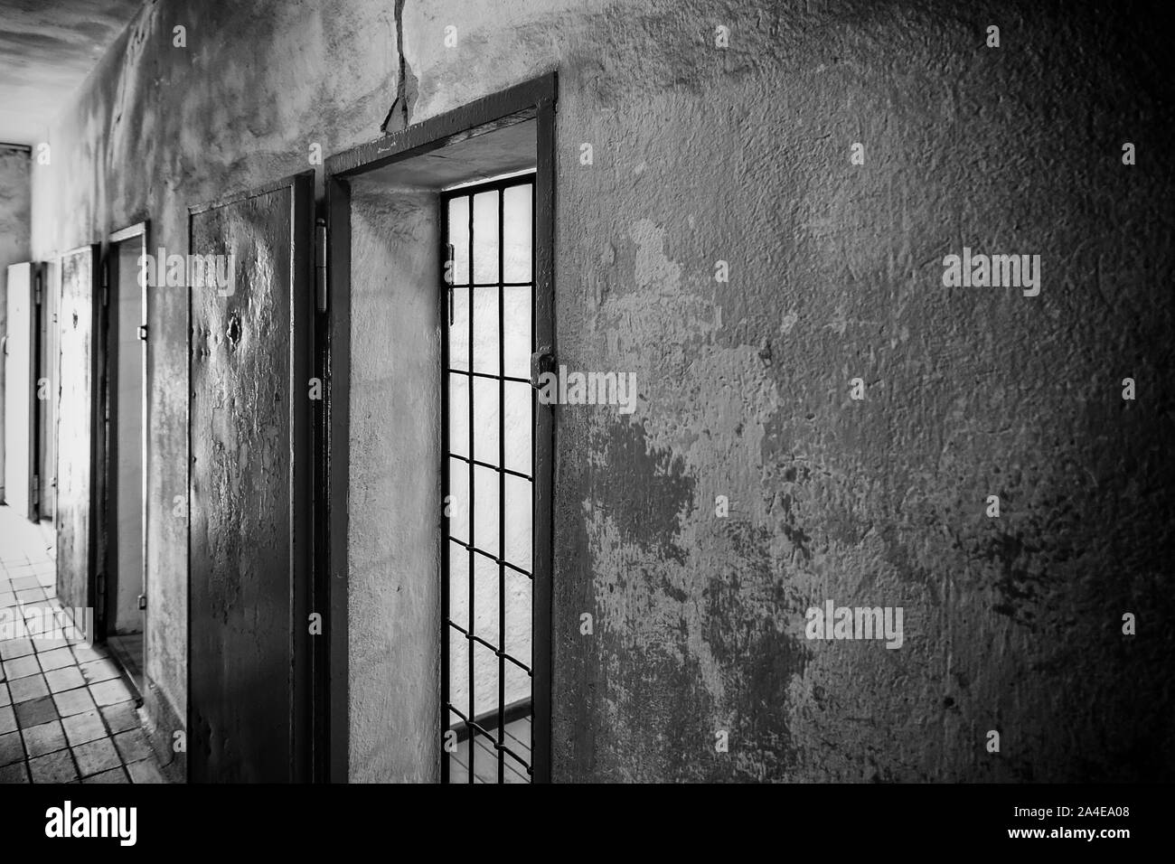 Old jail with cells, detail of crime and justice Stock Photo - Alamy
