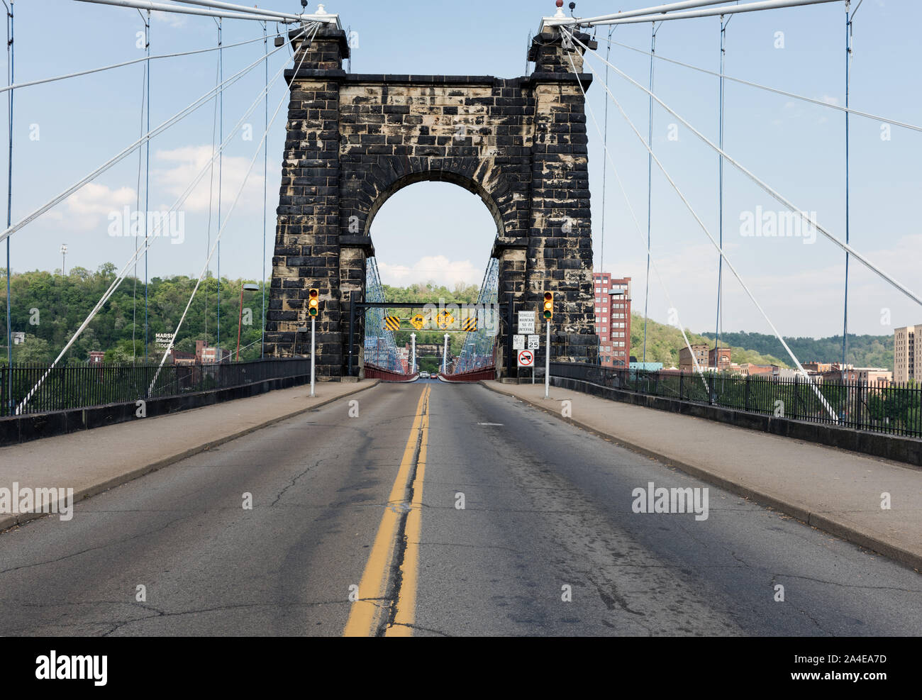 The western, or Wheeling Island, arched entryway to the Wheeling ...
