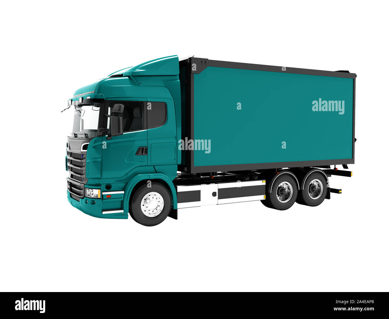 Modern blue truck for transportation of goods around the city 3d render ...