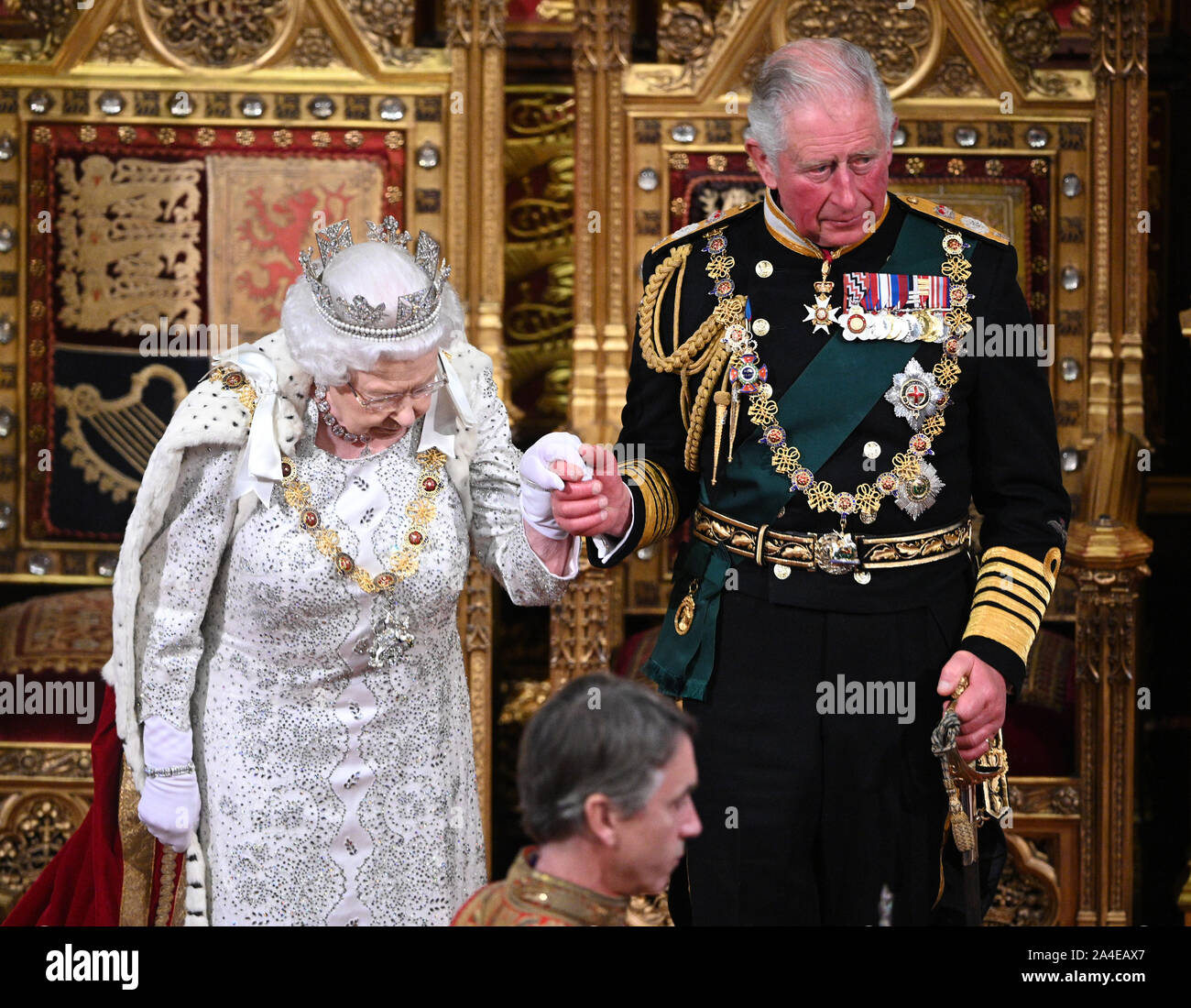 Queen Elizabeth II and the Prince of Wales during the State Opening of ...