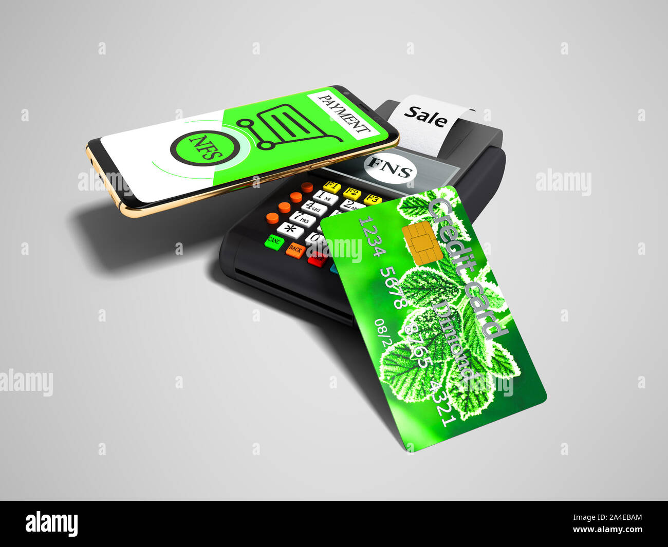 Nfs payment by phone with green credit card on payment card POS ...