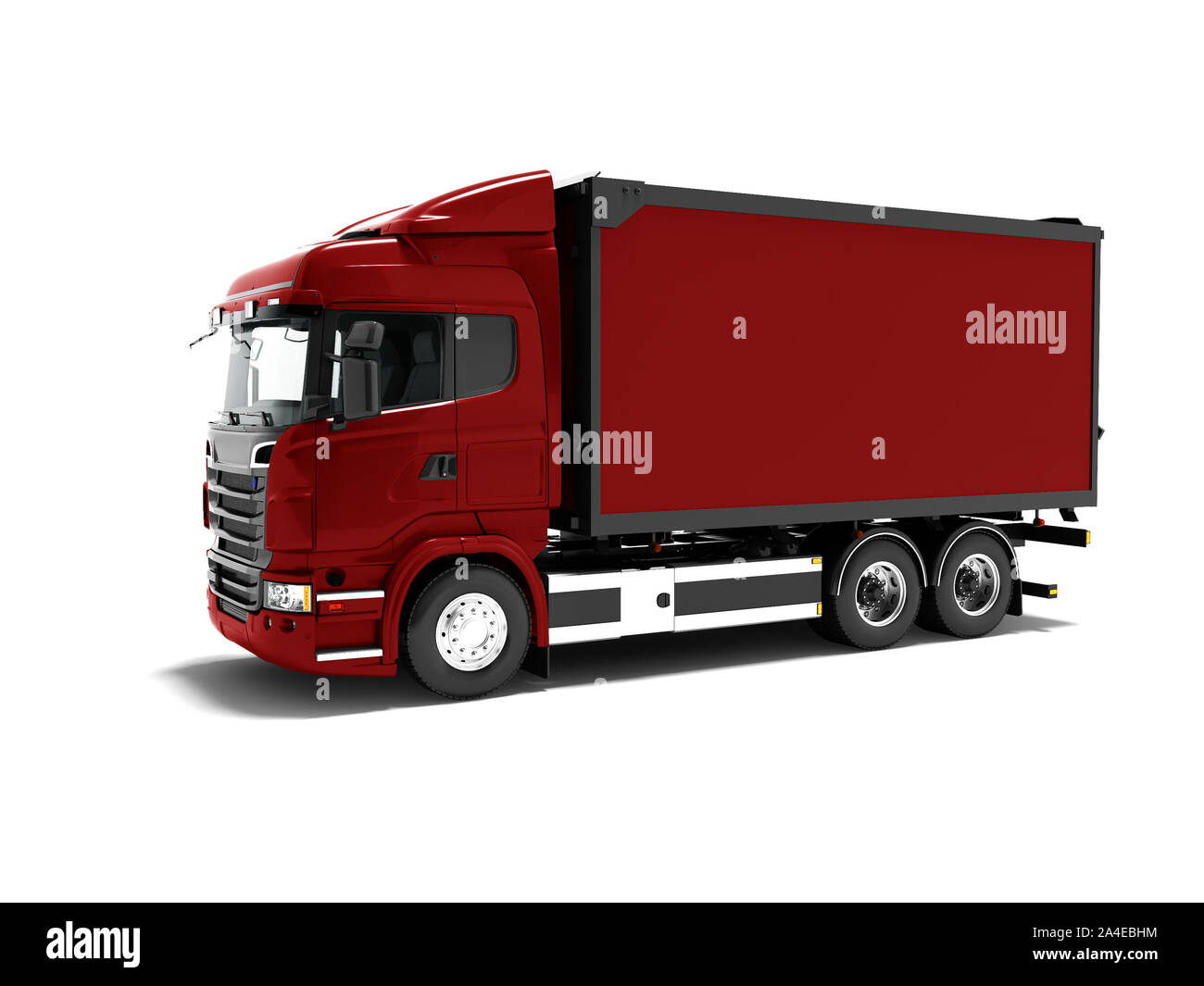 Modern red truck for transportation of goods around the city 3d render ...