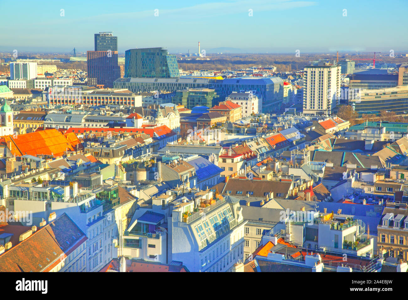 Vienna aerial panoramic view. Beautiful city downtown landscape ...
