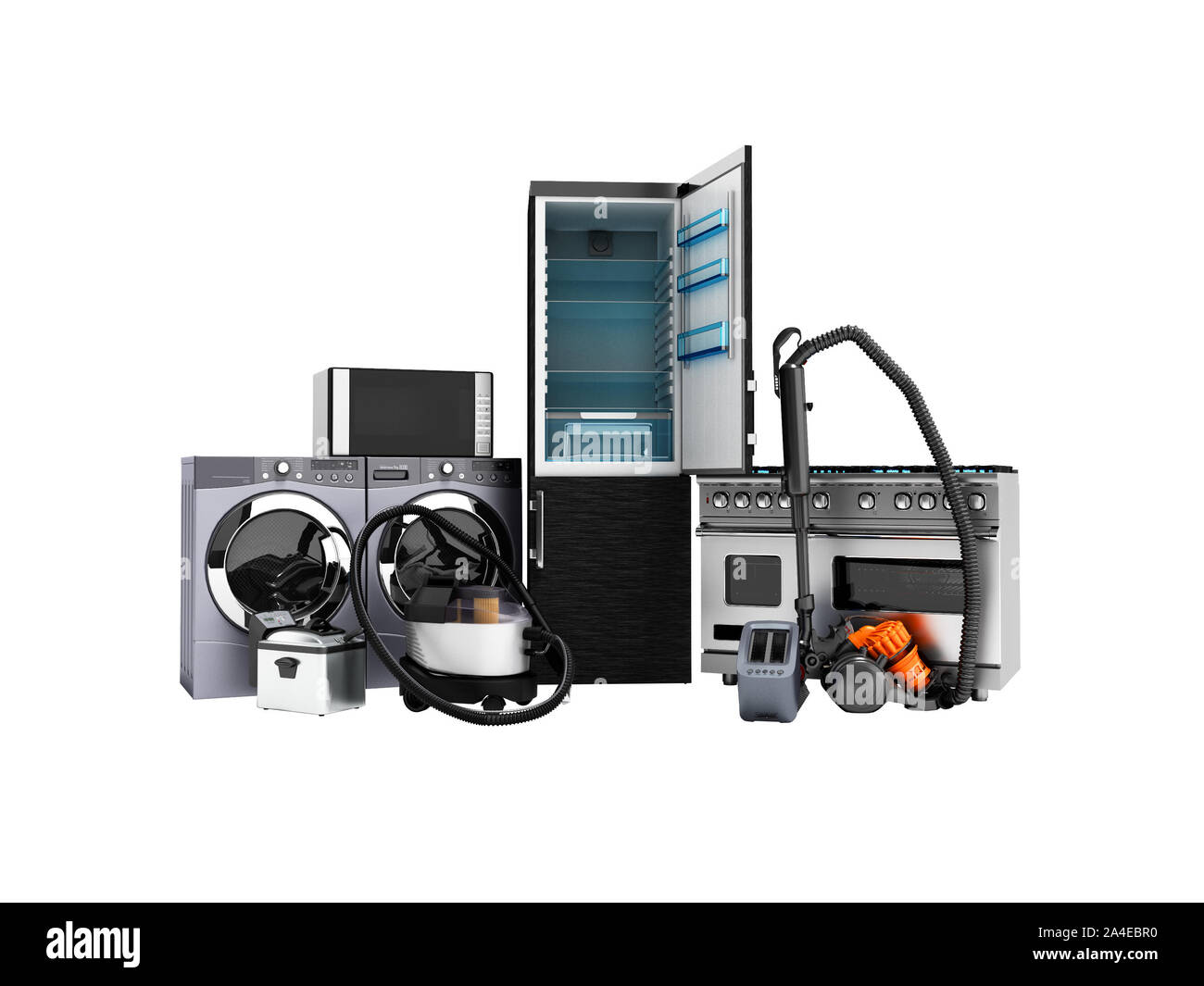 Household appliances group of vacuum cleaners refrigerator microwave ...