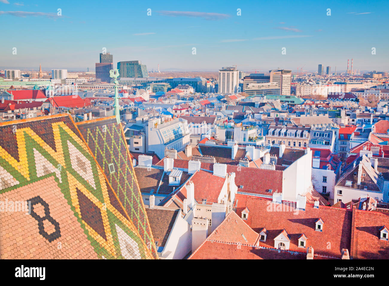 Aerial panoramic view from St. Stephen's Cathedral, beautiful multi ...