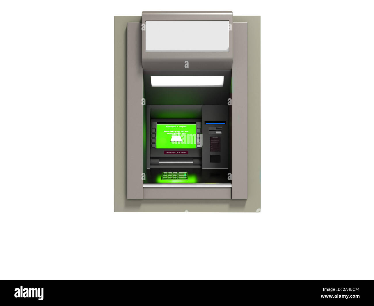 Modern ATM included with green screen 3d render on white background no ...