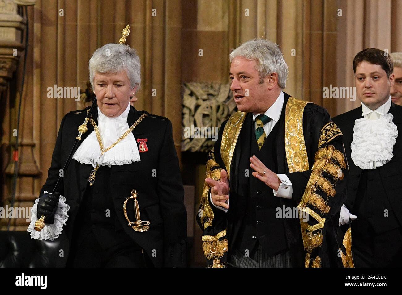 Speaker of the House of Commons John Bercow speaks with Lady Usher of ...
