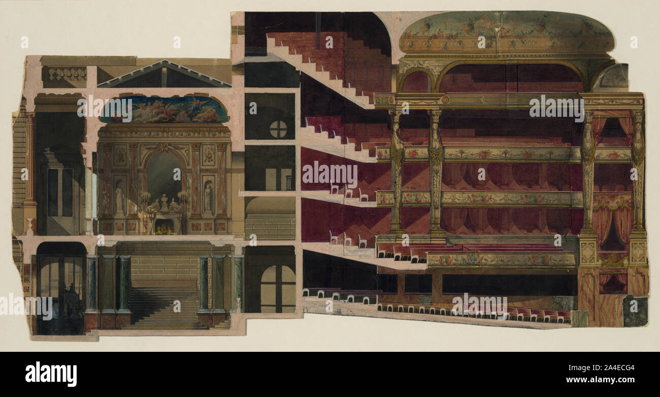 Theater interior. Section. Rendering Stock Photo - Alamy