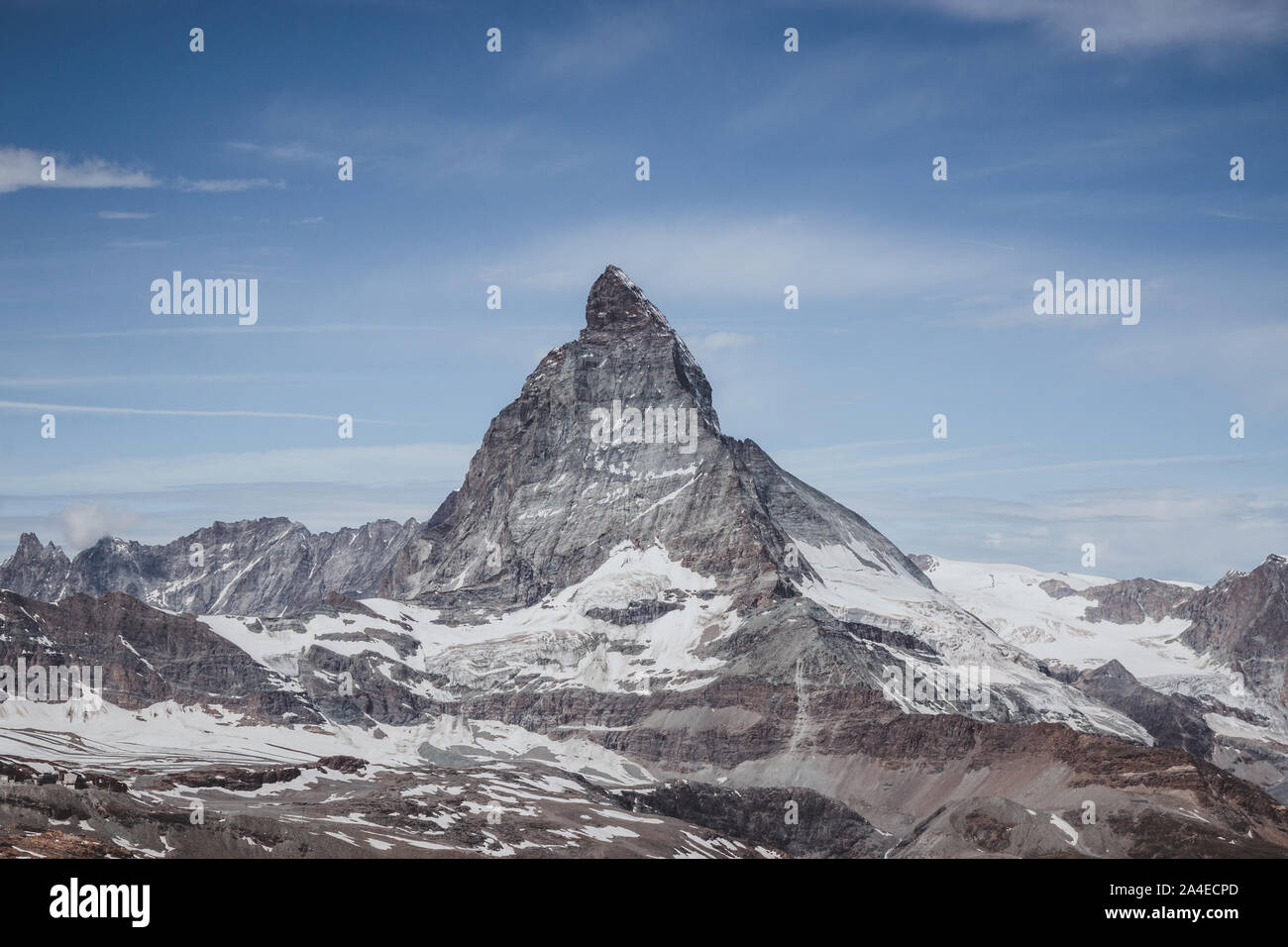 View closeup Matterhorn mountain, scene in national park Zermatt ...
