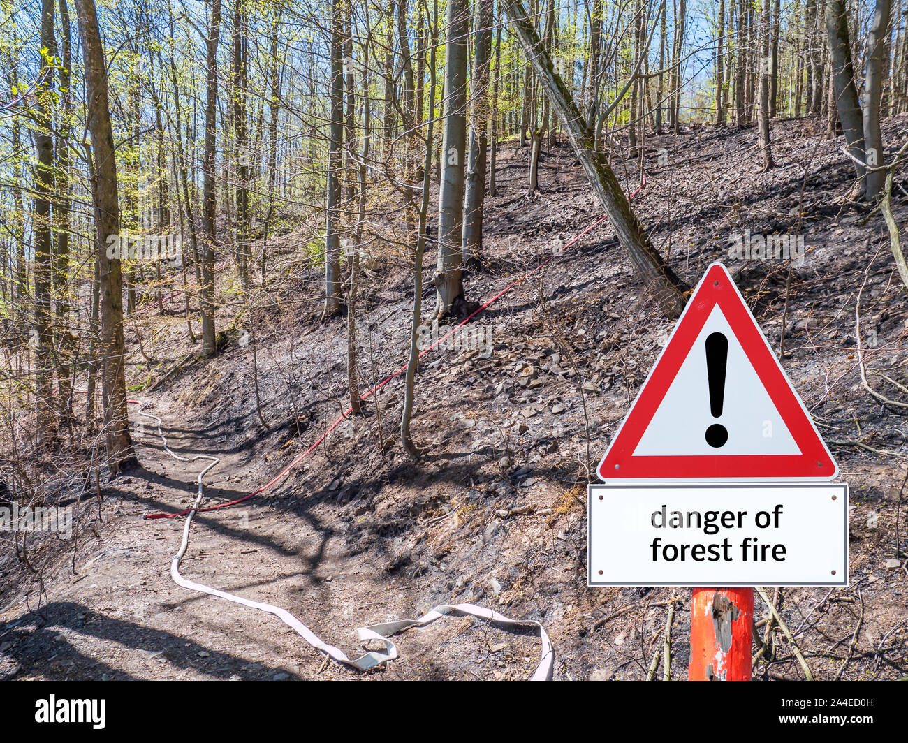 Warn sign danger of forest fire Stock Photo - Alamy