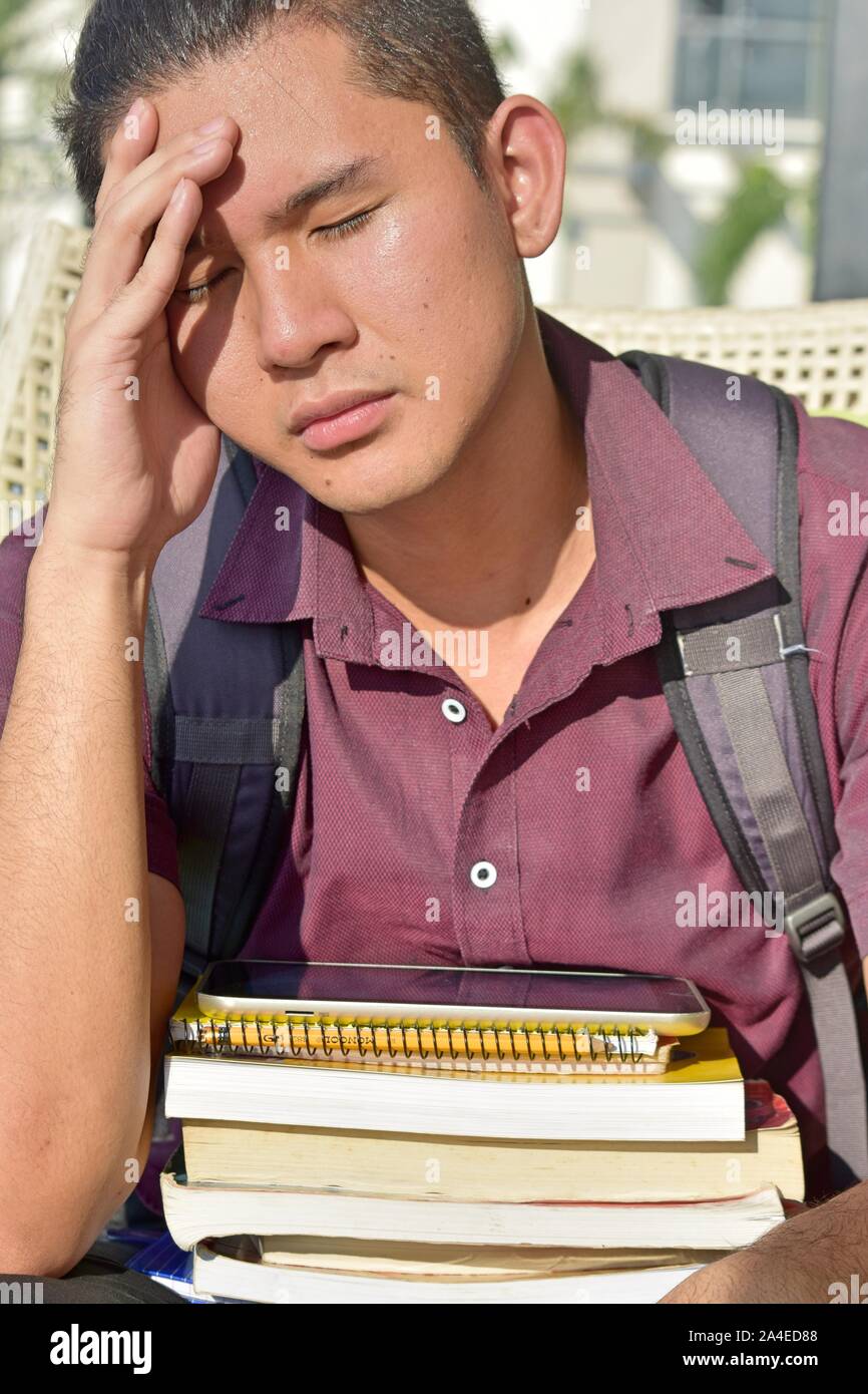 An Anxious Male Student Stock Photo - Alamy