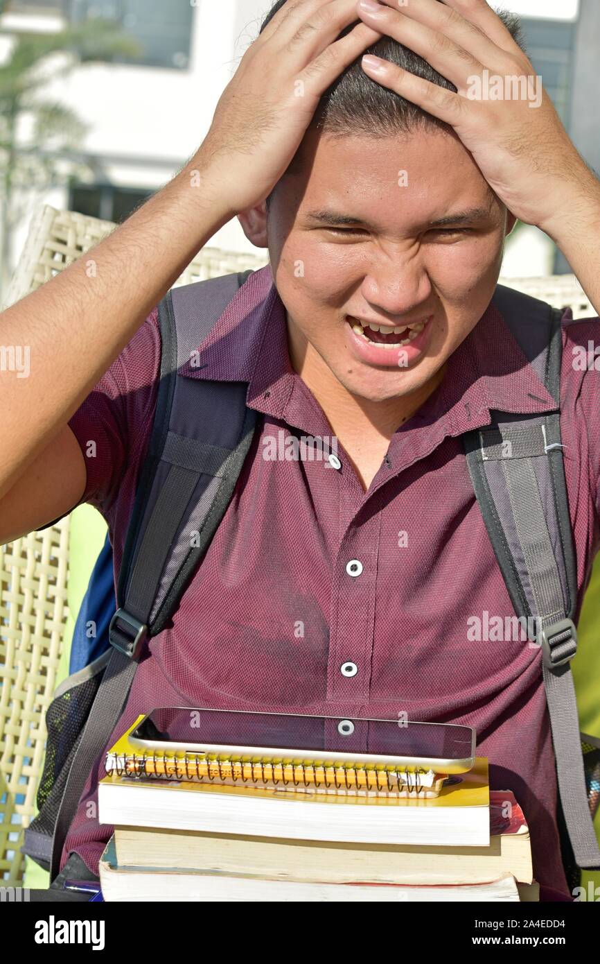 Stressed University Diverse Boy Student Stock Photo - Alamy