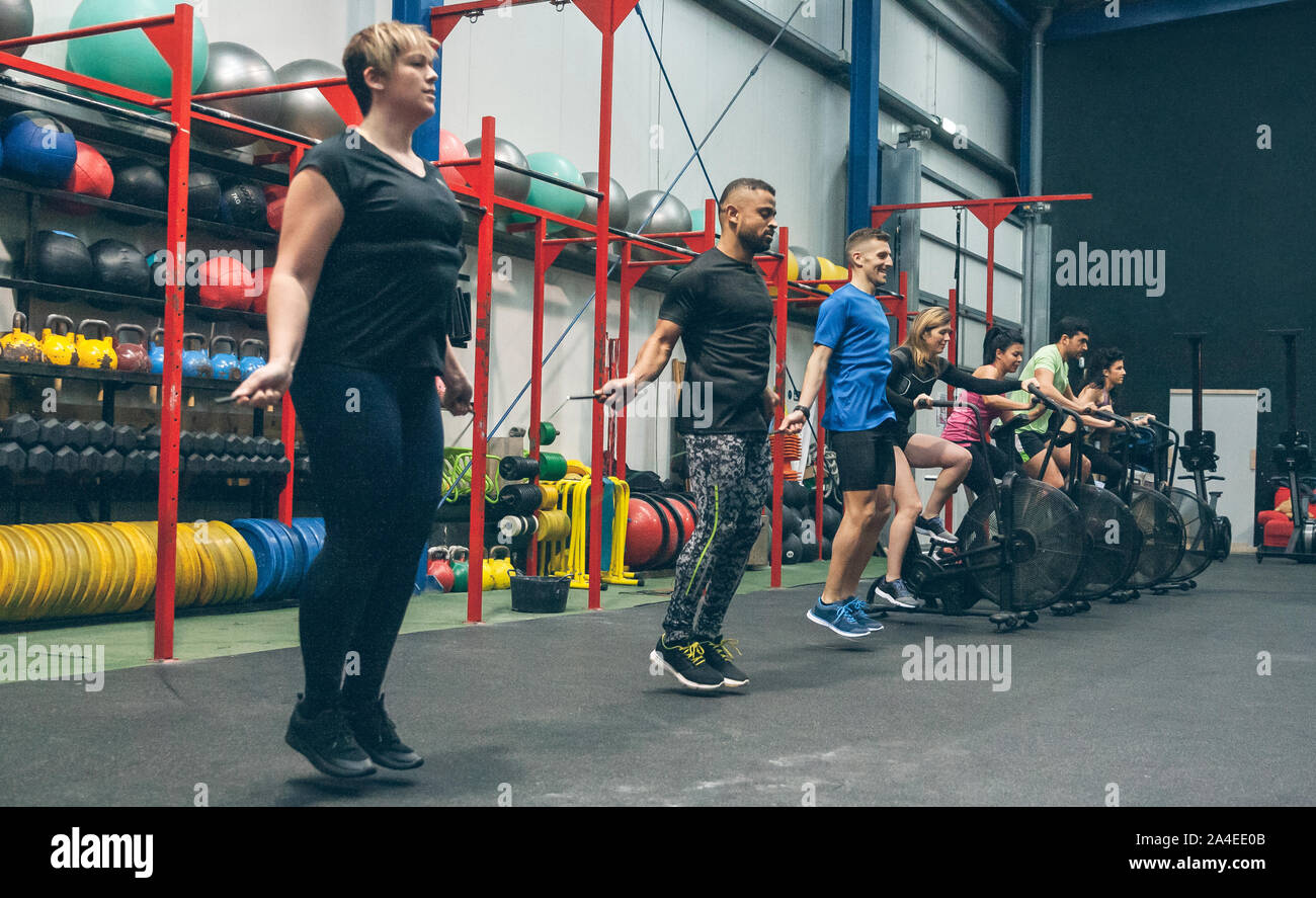 Athlete doing workout skipping rope hi-res stock photography and images ...
