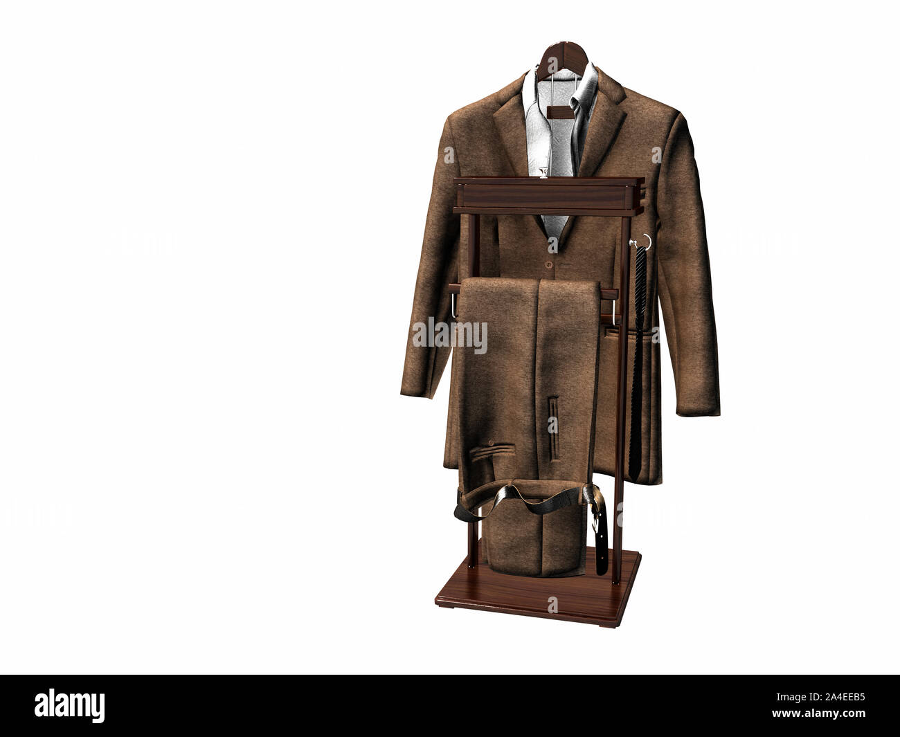3d render brown color man suite on hanger Stock Photo - Alamy