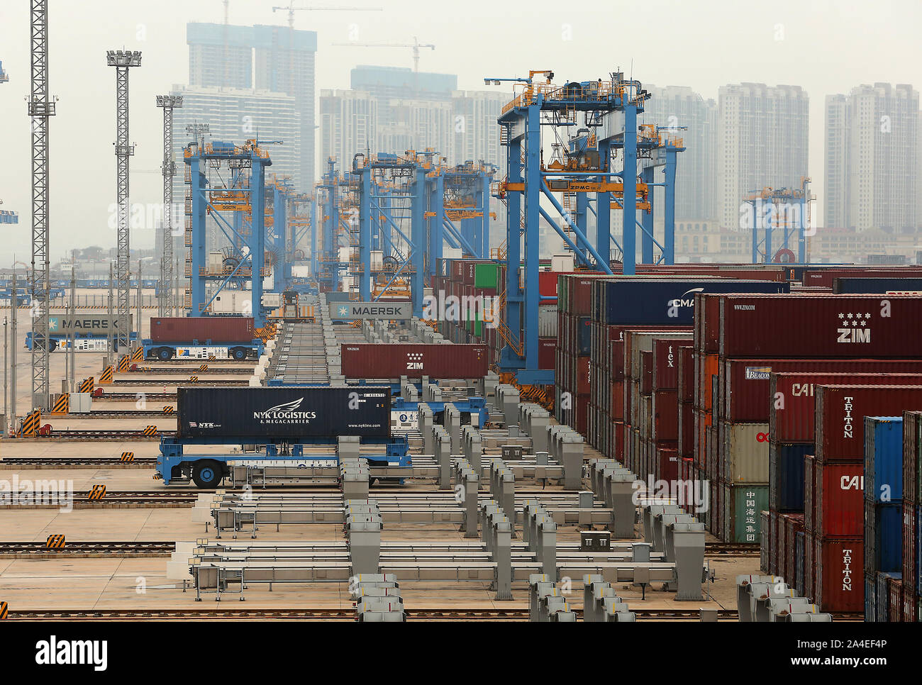 Autopilot trucks, guided by artificial intelligence, transport ...