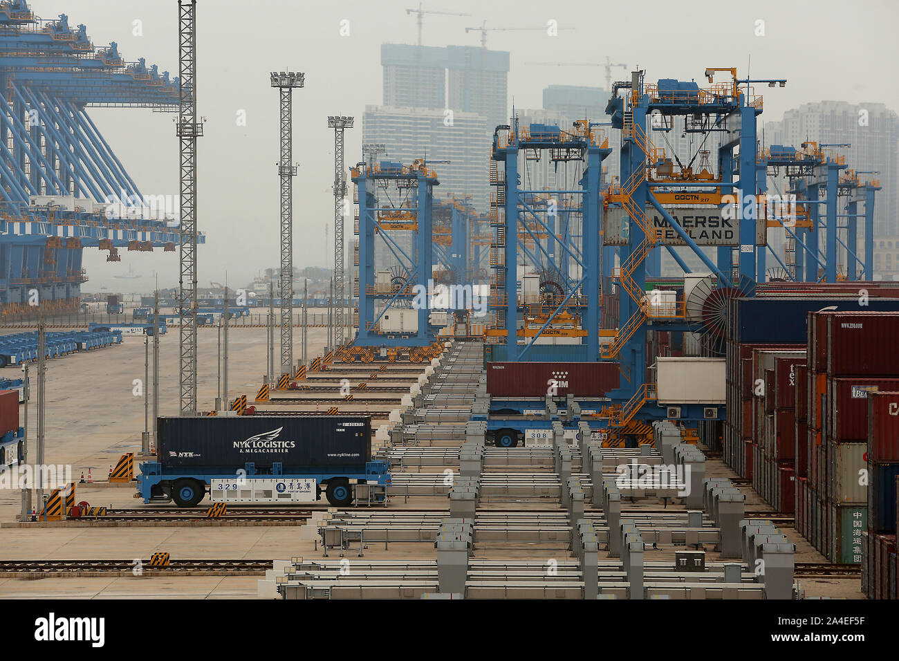 Autopilot trucks, guided by artificial intelligence, transport ...