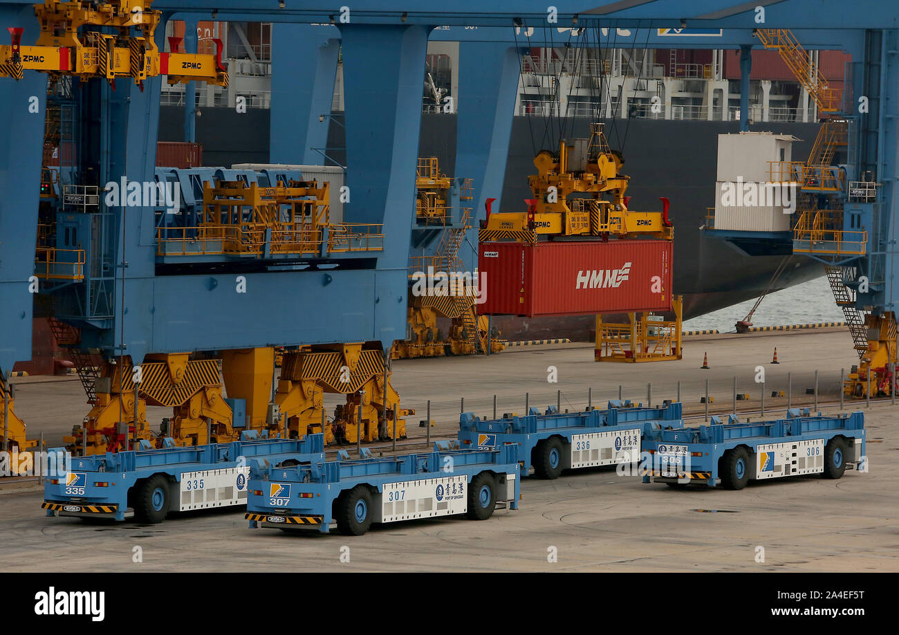 Autopilot trucks, guided by artificial intelligence, transport ...