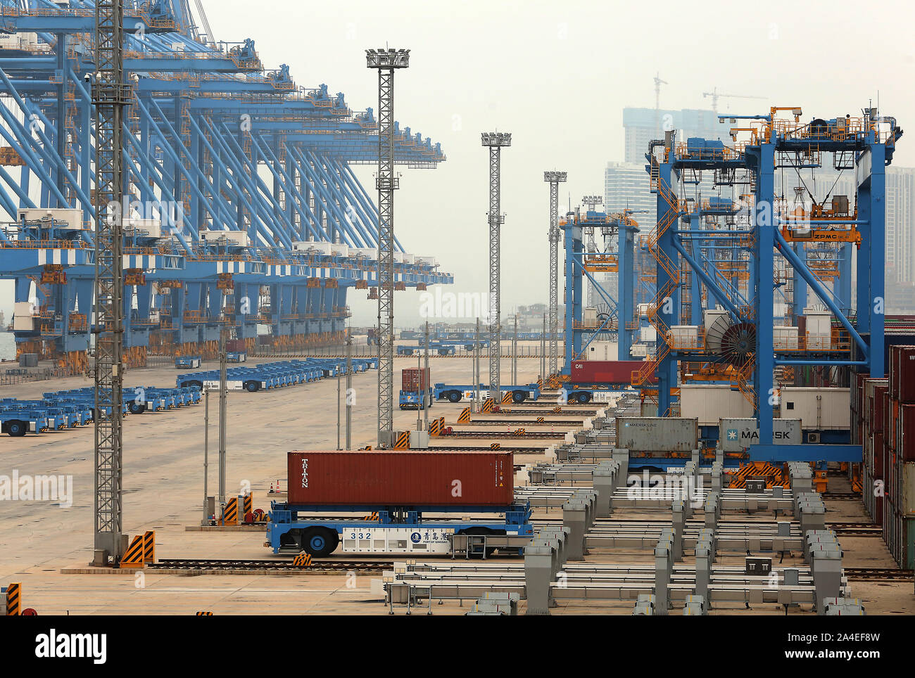 Autopilot trucks, guided by artificial intelligence, transport ...