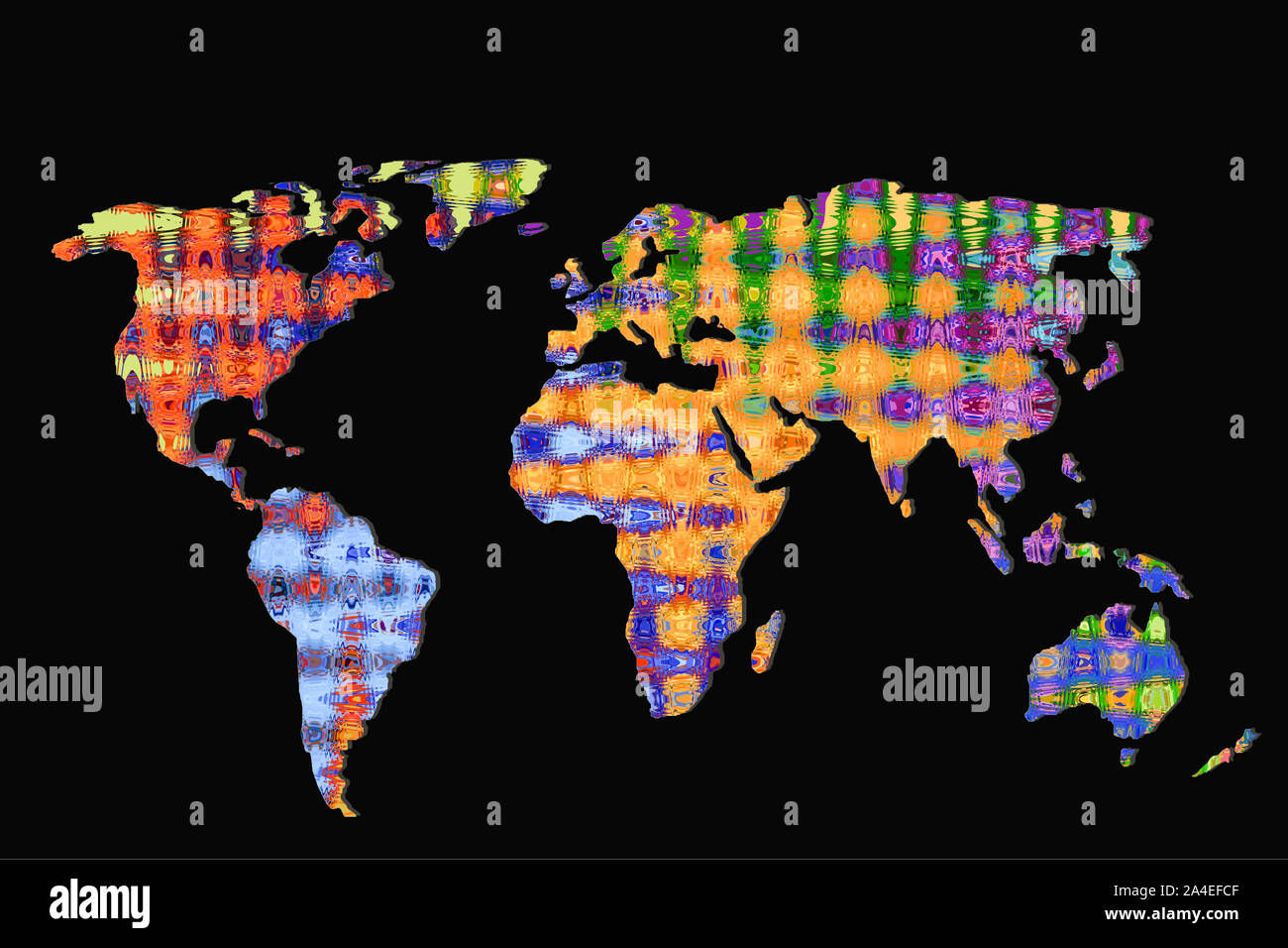 Roughly outlined world map with a colorful background patterns Stock ...