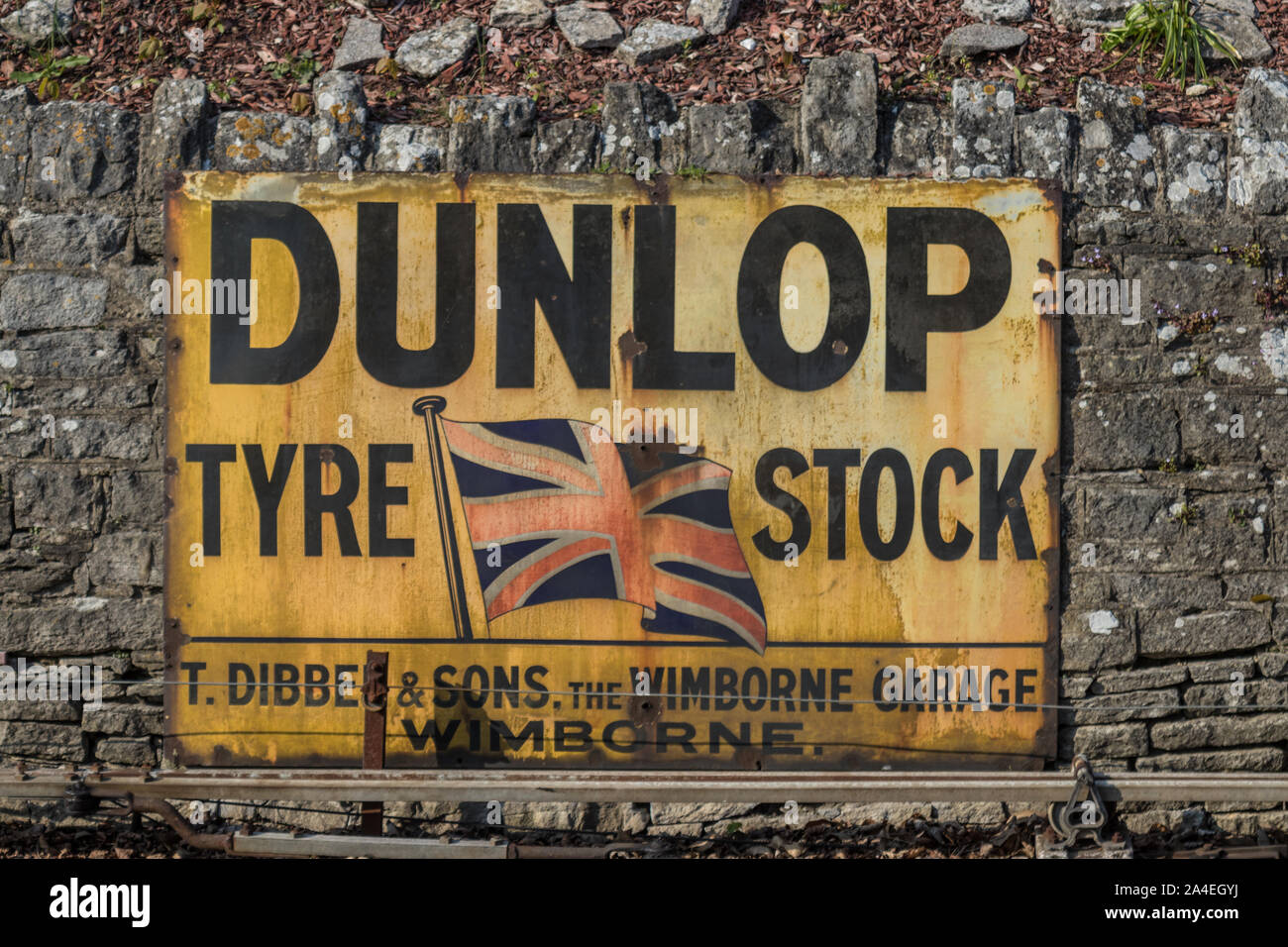 Signs at the trackside at Swanage Railway station, Swanage, Dorset, UK ...
