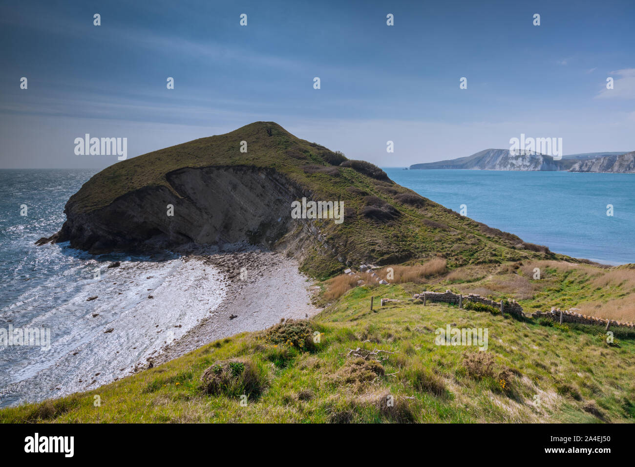Landscape view of Worbarrow Tout at Worborrow Bay near Tyneham, Dorset ...