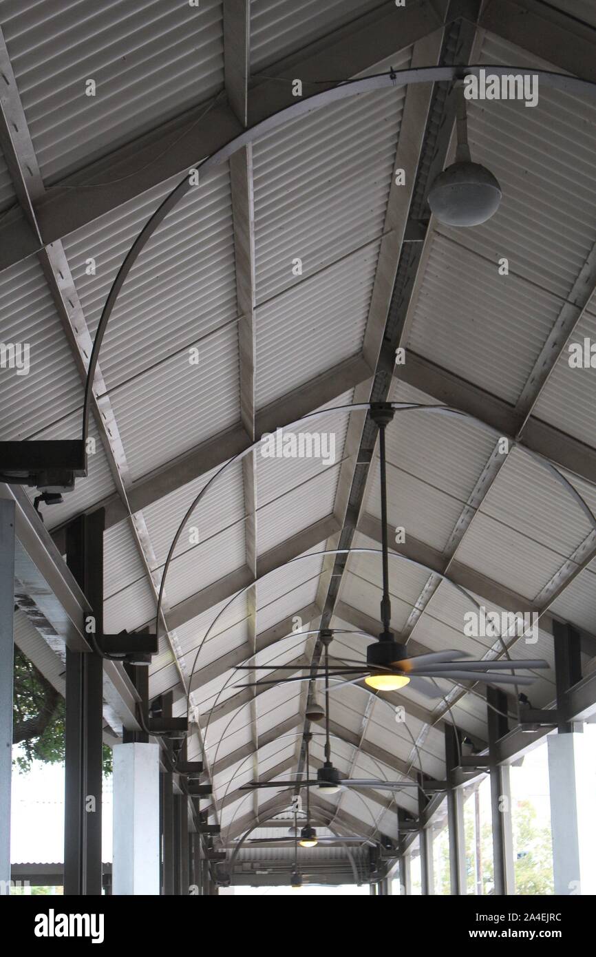 walkway with ceiling fans Stock Photo - Alamy