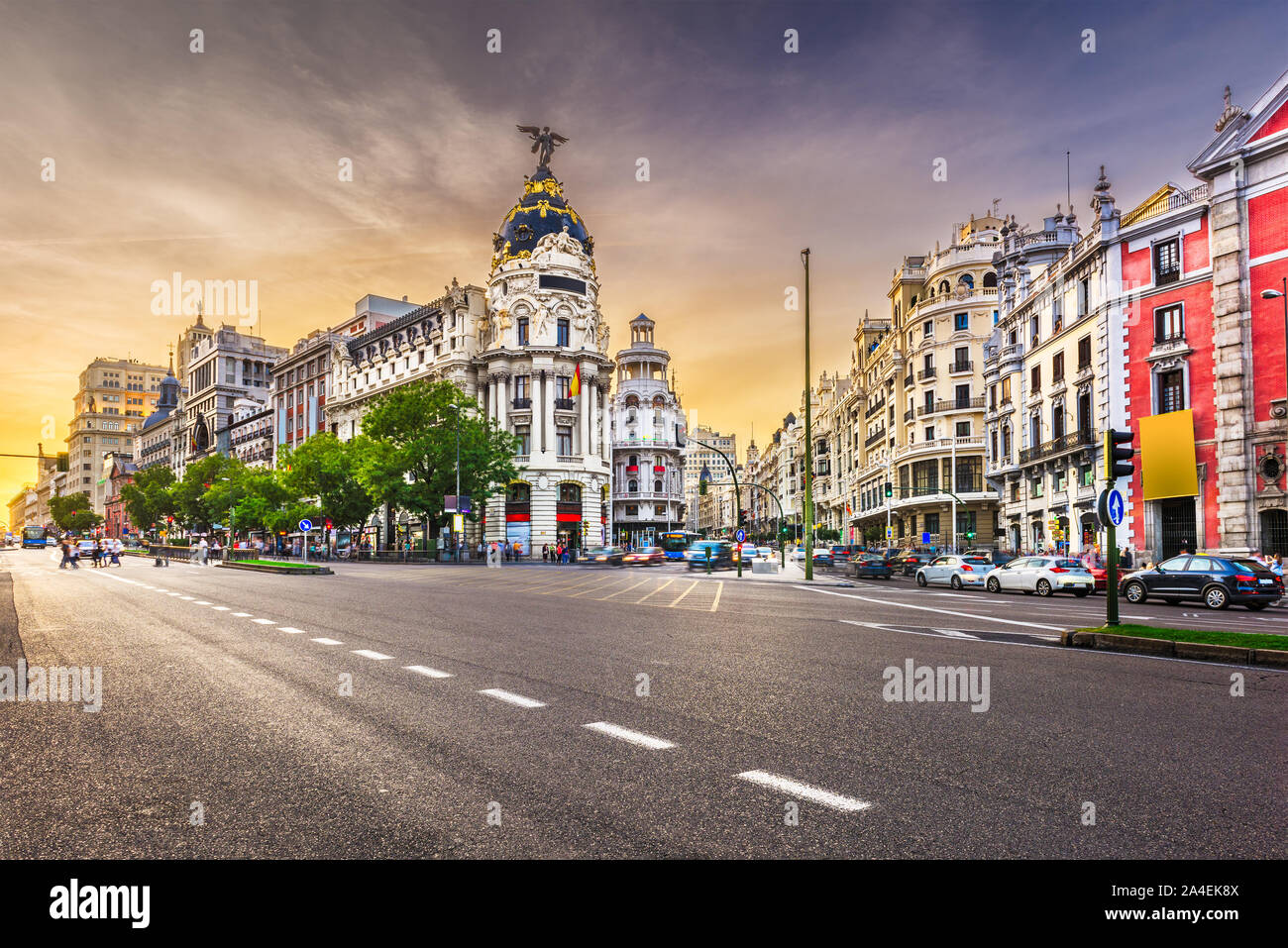 Madrid, Spain cityscape at Calle de Alcala and Gran Via Stock Photo - Alamy
