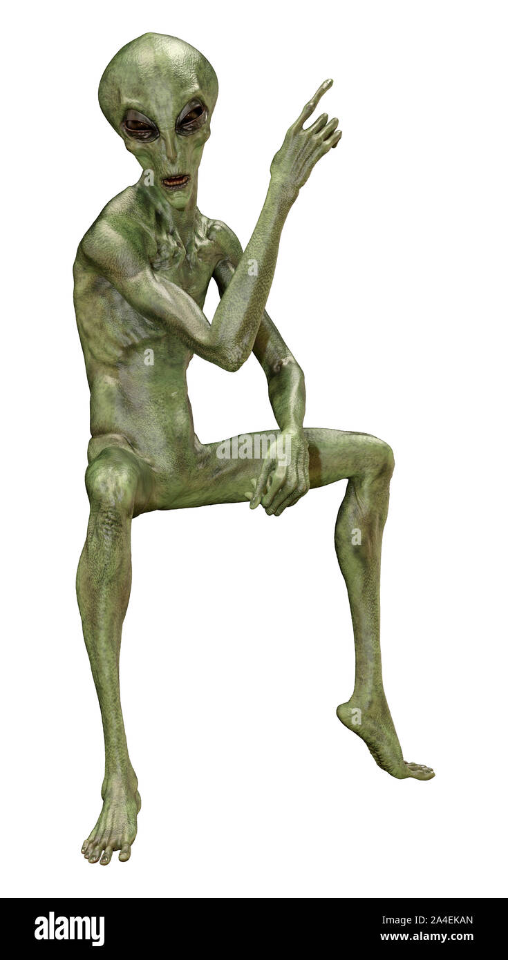 3D rendering of a green alien isolated on white background Stock Photo ...