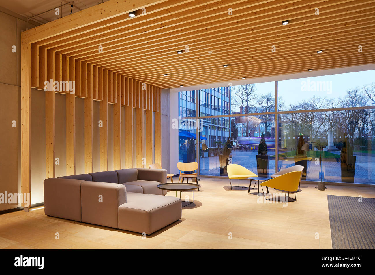 Reception foyer with waiting lounge and view towards Forbury Square ...