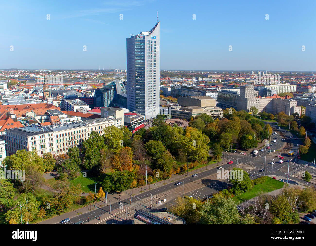 Leipzig, Germany. 14th Oct, 2019. The city centre of Leipzig with the ...