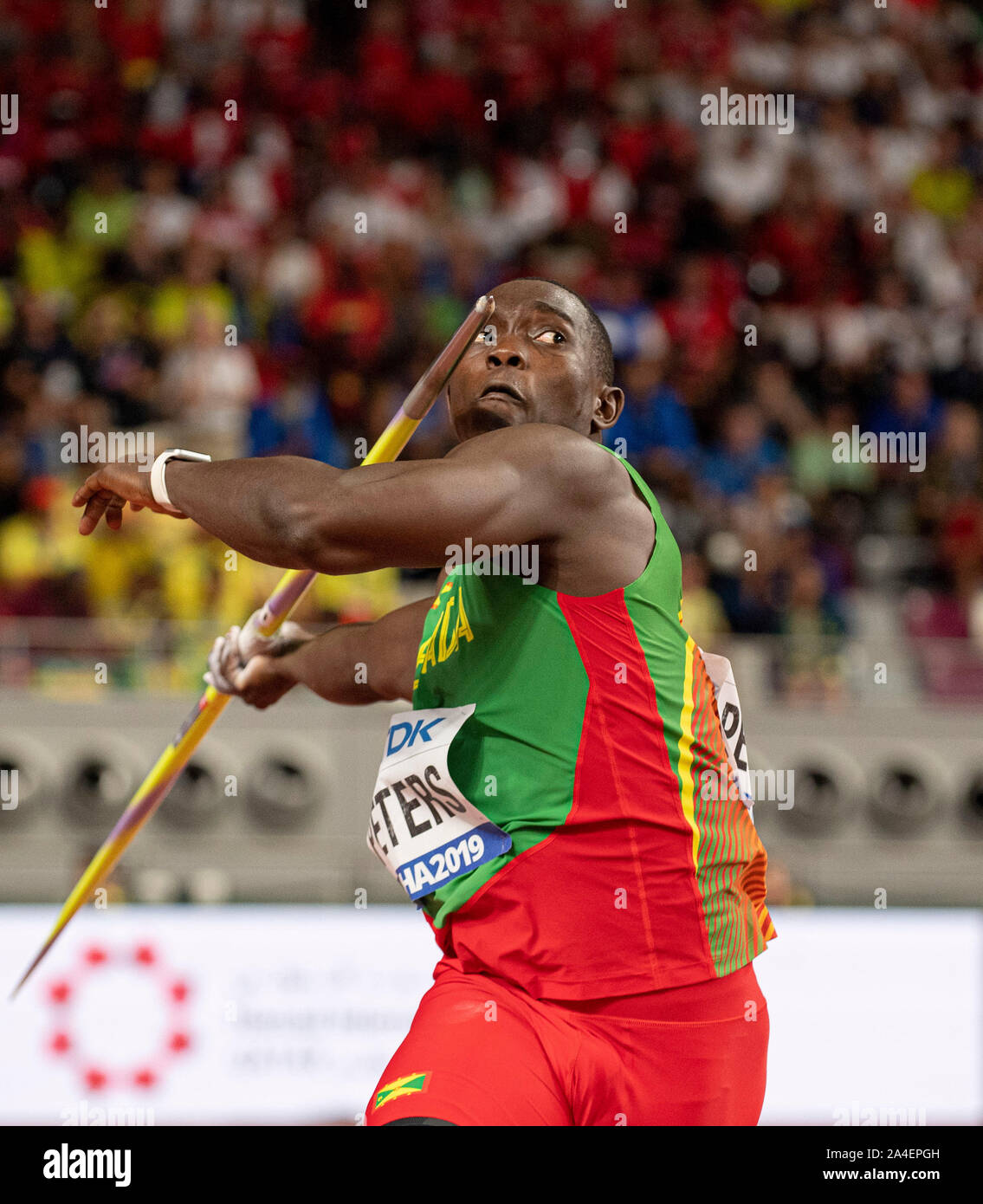 Winner Anderson PETERS (GRN / 1st place), action, men's javelin final ...