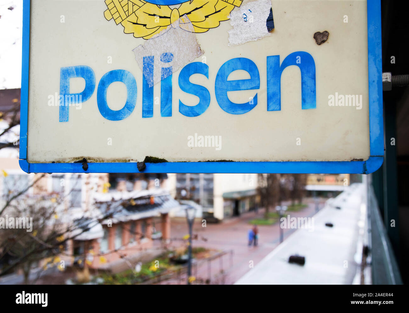 Police sign outside a police station.Photo Jeppe Gustafsson Stock Photo ...
