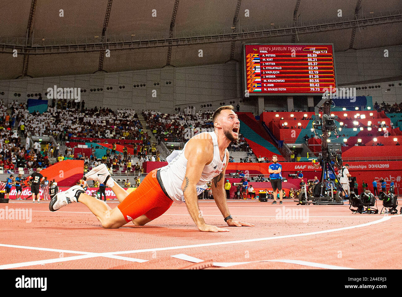 Marcin Krukowski (POL) Action, jump, final javelin of the men, on 06.10 ...
