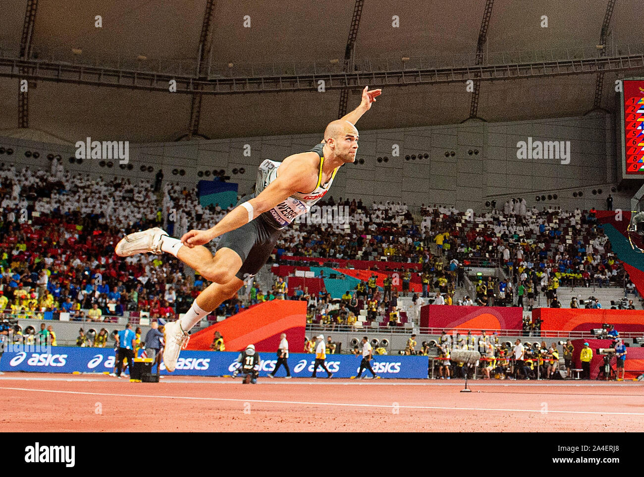 Julian WEBER (Germany/6th place) action, jump, final javelin of the men ...