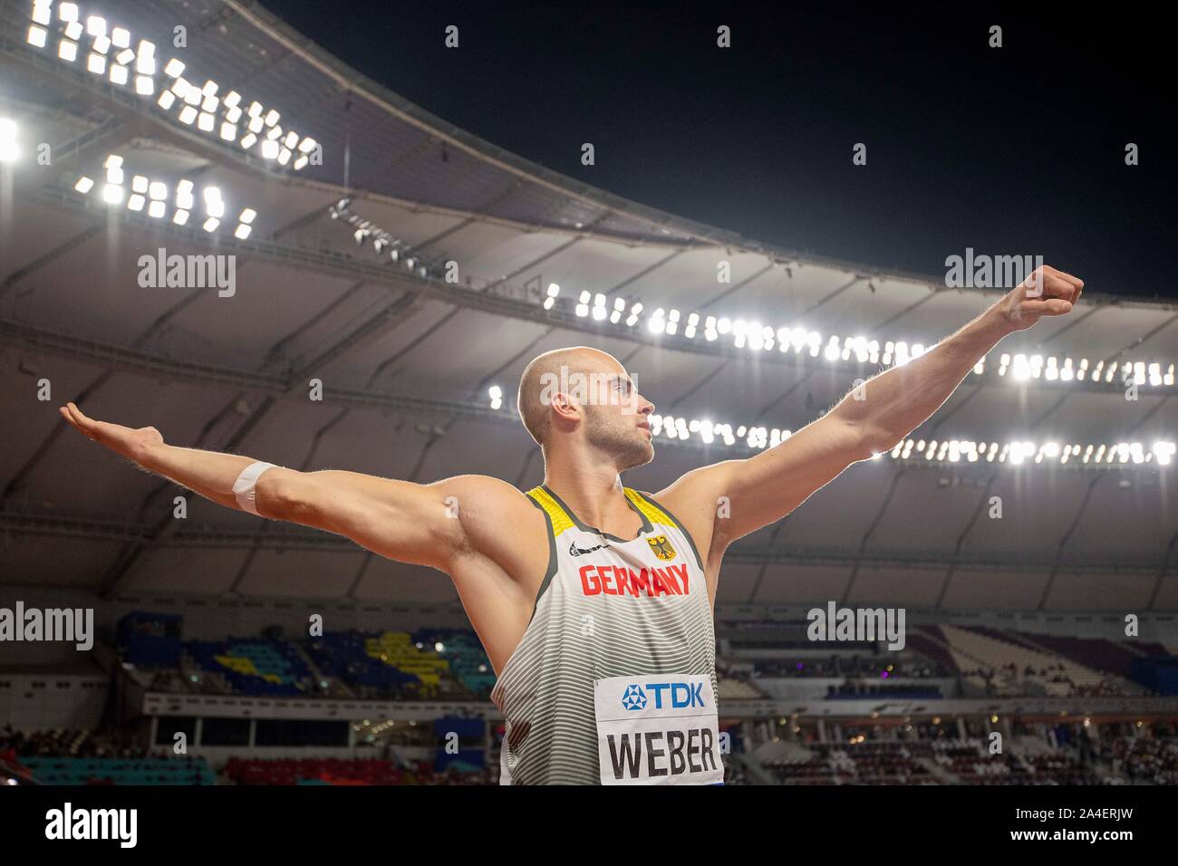 Julian WEBER (Germany/6th place) Final javelin of the men, on 06.10. ...