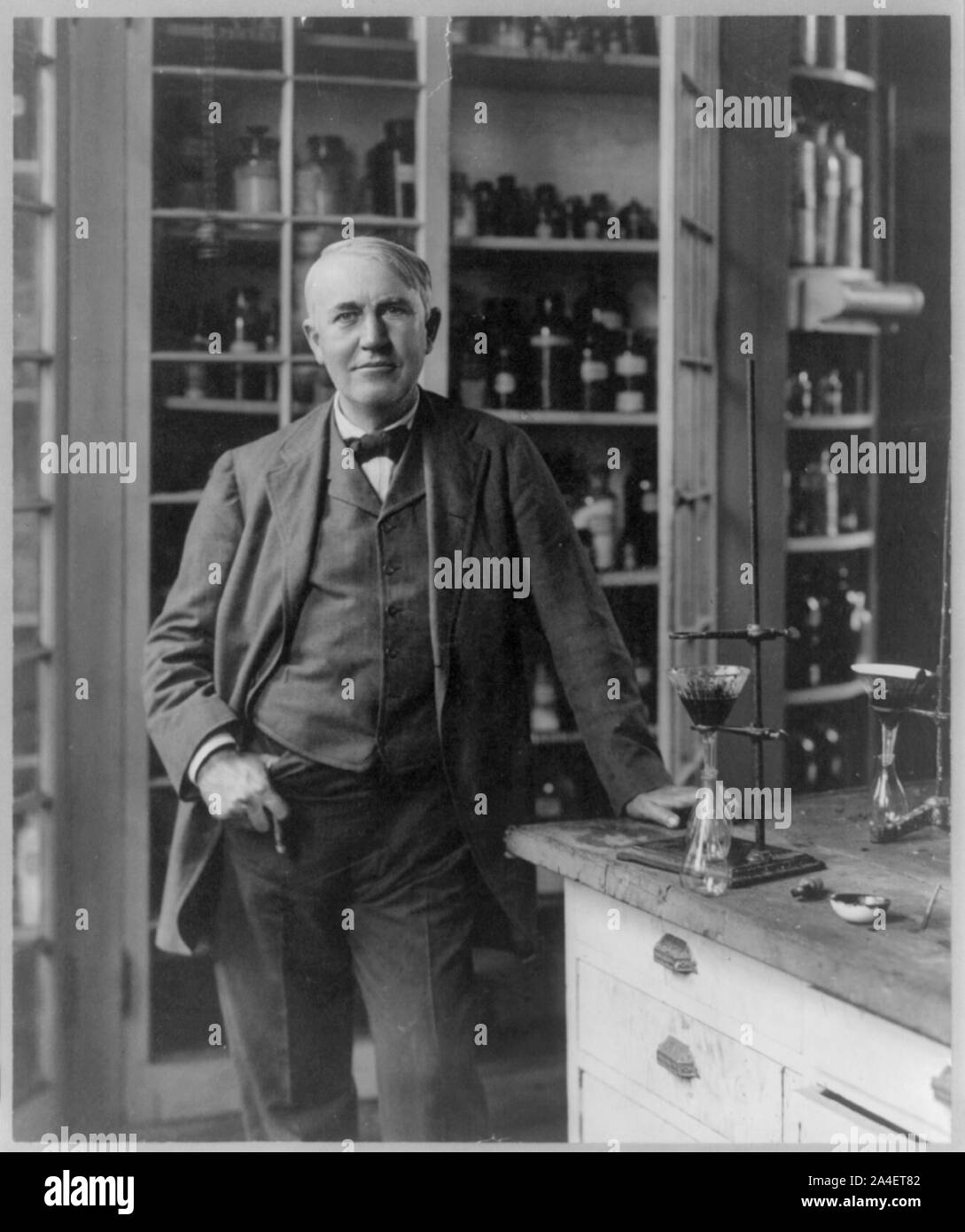 Thomas Alva Edison, 1847-1931, three-quarter length portrait, standing ...