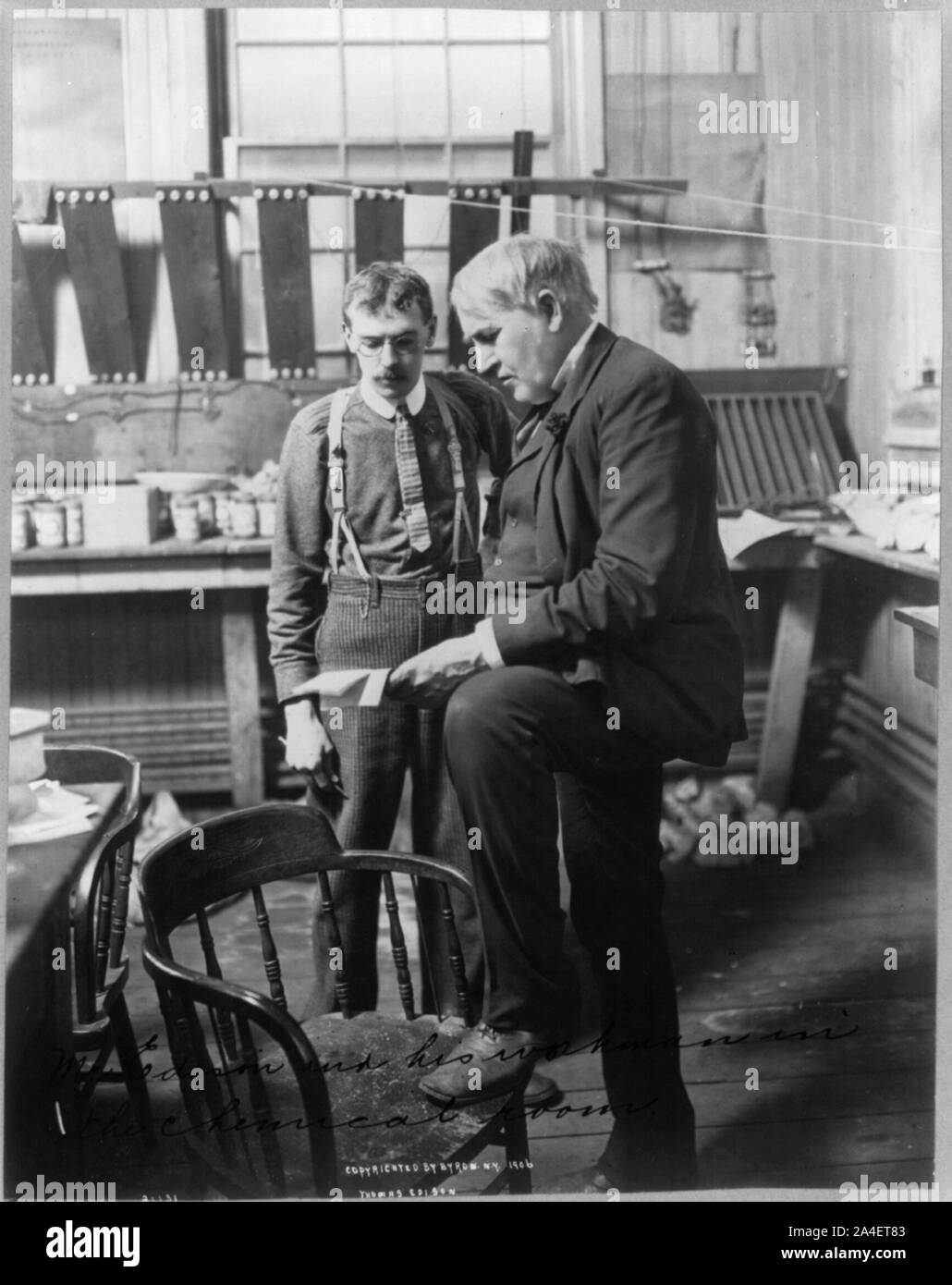 Thomas Alva Edison, 1847-1931, full-length portrait, standing, facing ...