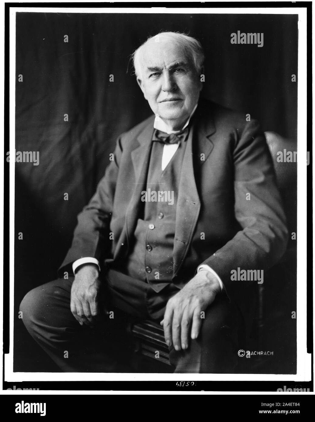 Thomas Alva Edison, three-quarter length portrait, seated, facing front ...
