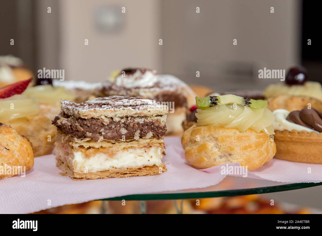Typical Neapolitan pastry, with yellow cream and strawberry, Naples ...