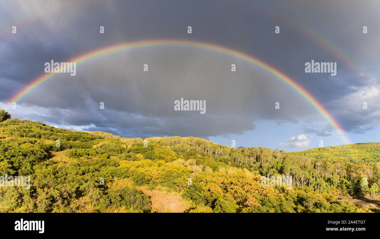 Autumn Rainbow in the Gunnison National Forest in Colorado Stock Photo ...