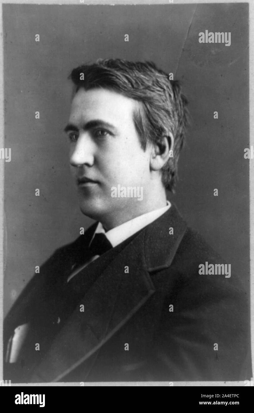 Thomas Edison, head-and-shoulders portrait, facing left Stock Photo - Alamy