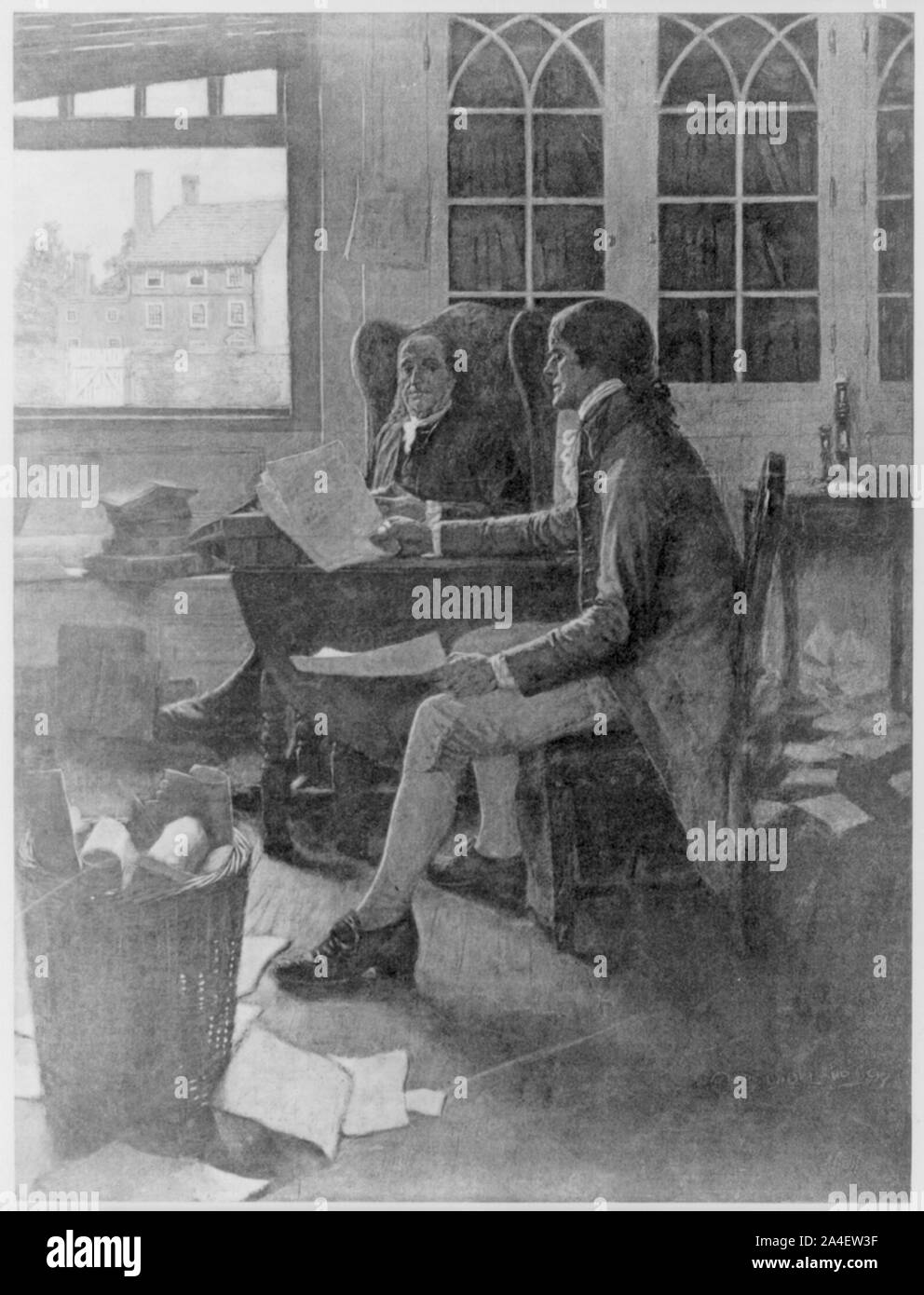 Thomas Jefferson, 1743, 1826, reading rough draft of Declaration of ...