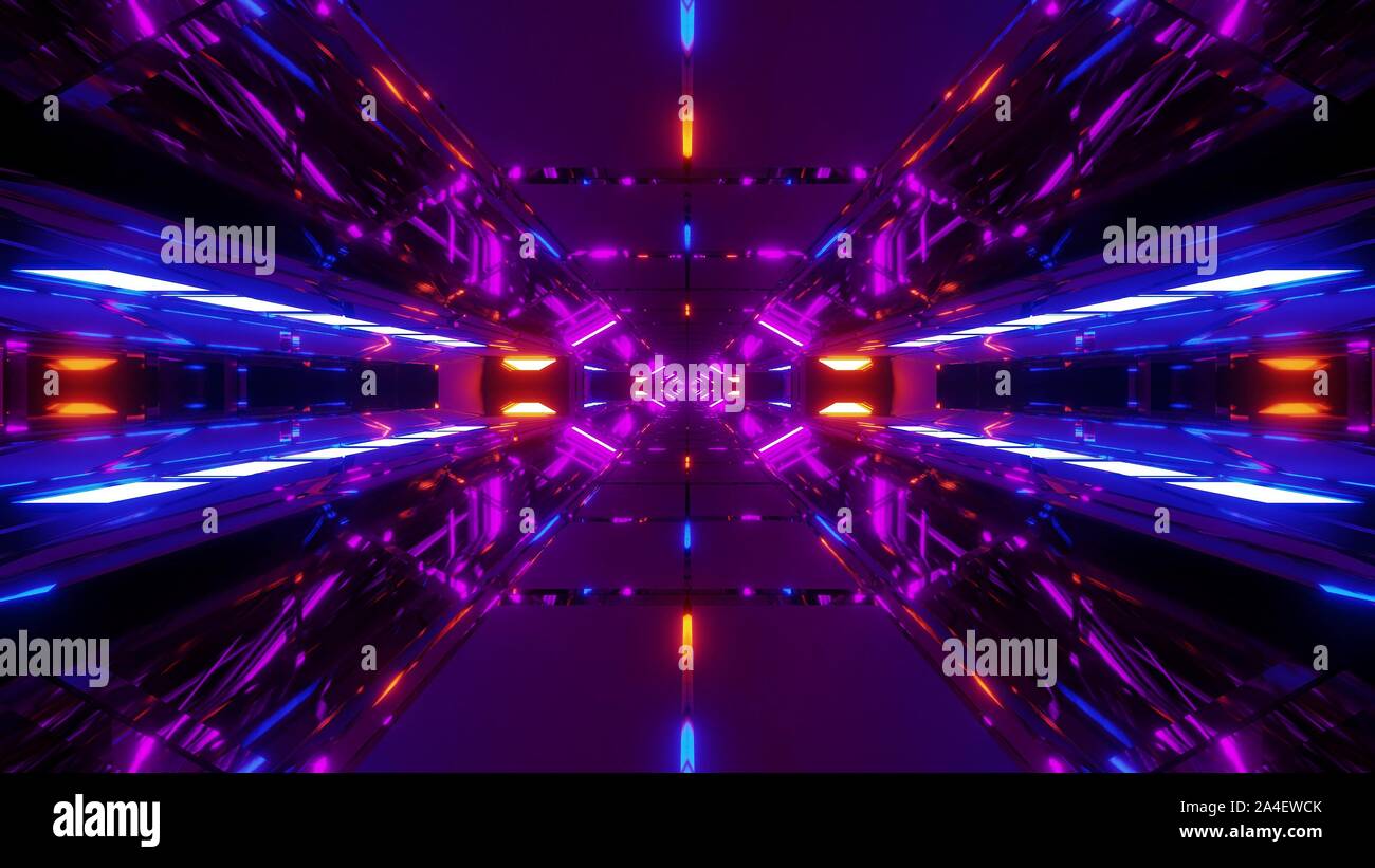 futuristic sci-fi hangar tunnel art with nice glass reflections 3d ...
