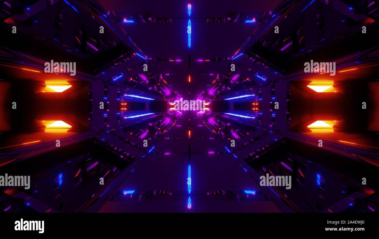 futuristic sci-fi hangar tunnel art with nice glass reflections 3d ...