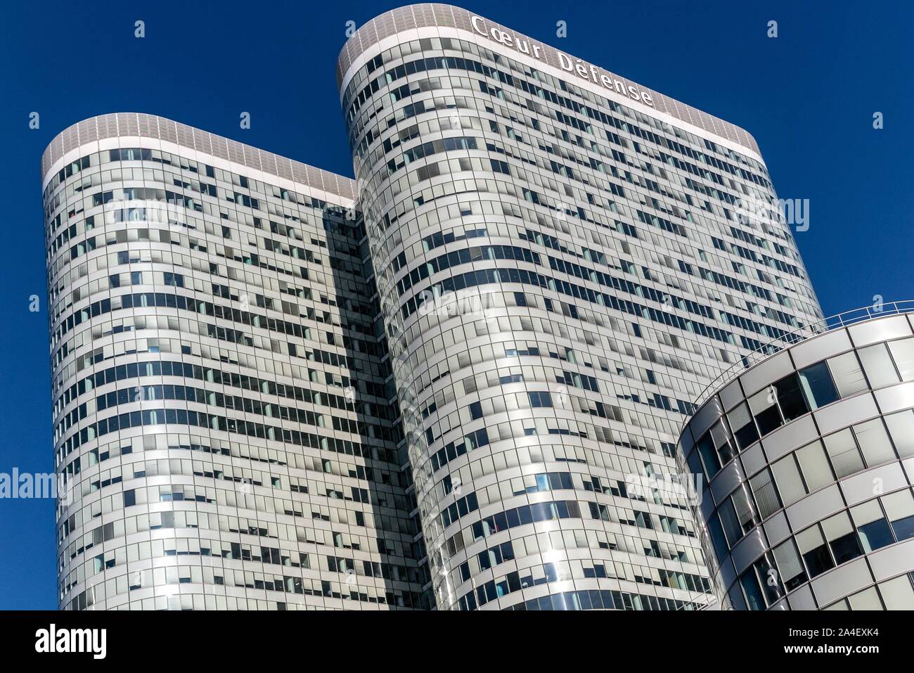 ROUNDED BUILDINGS OF THE COEUR DEFENSE TOWERS, PARIS-LA DEFENSE, FRANCE ...