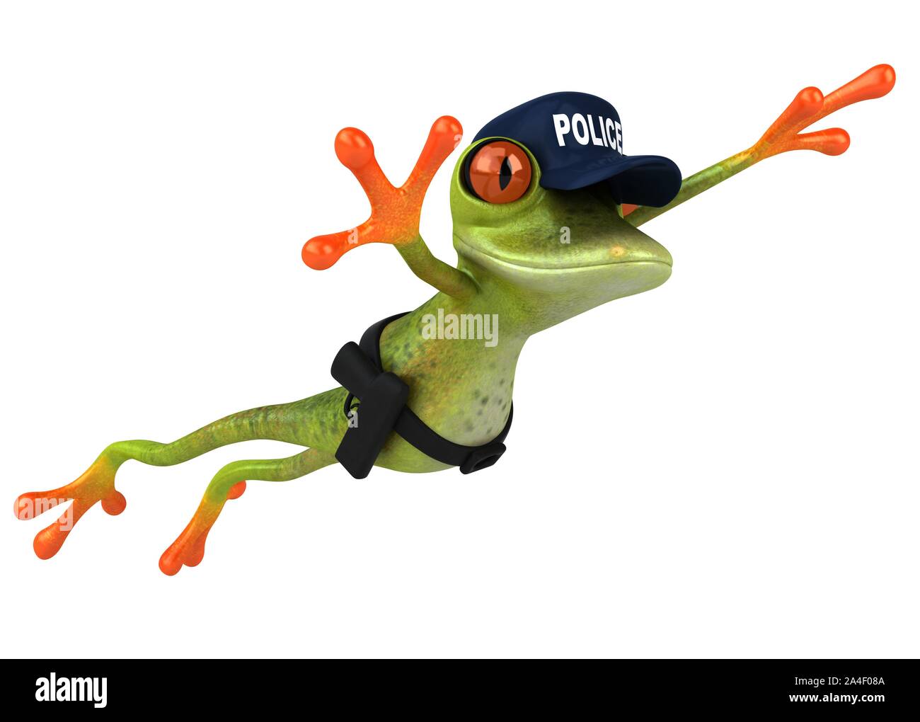 Fun 3D Cartoon frog police officer Stock Photo - Alamy