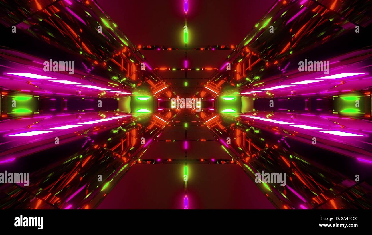 futuristic sci-fi hangar tunnel art with nice glass reflections 3d ...