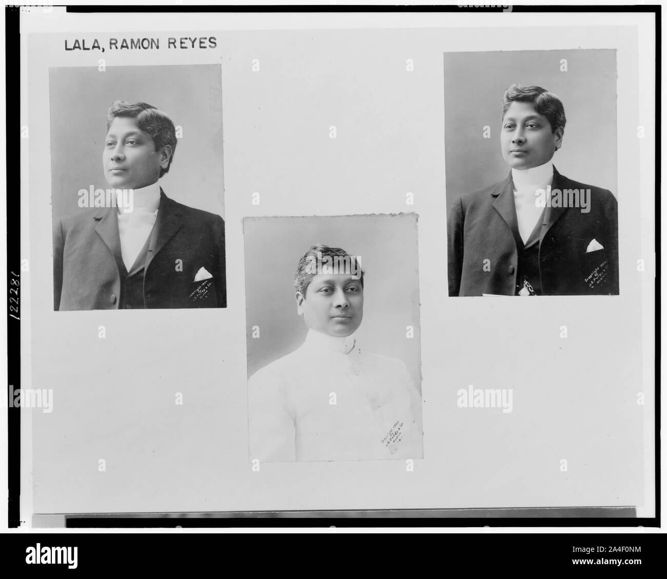 Three head-and-shoulders photographs of Ramon Reyes Lala, two facing ...